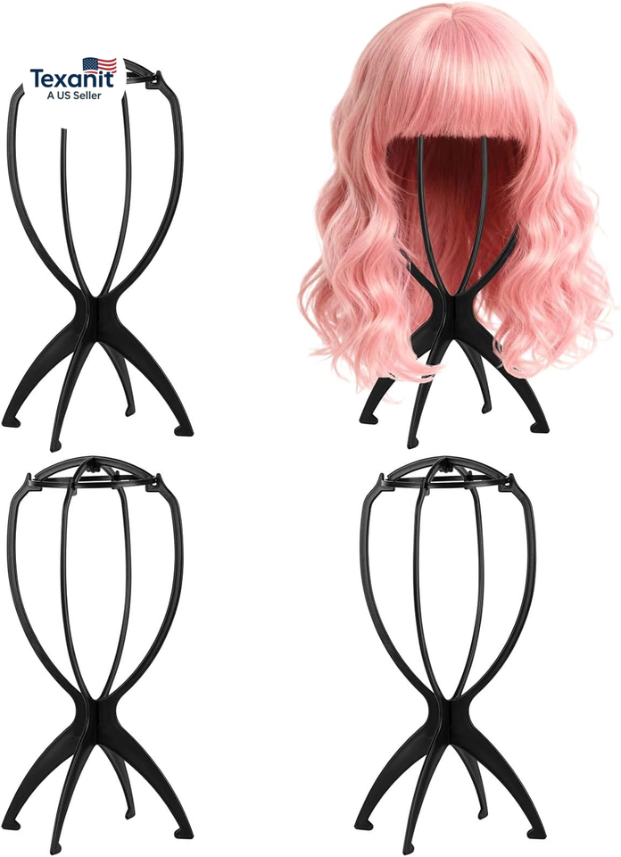 4 Pcs Wig Stand, Portable Wig Holder Wig Head Stand for Women Multiple ...