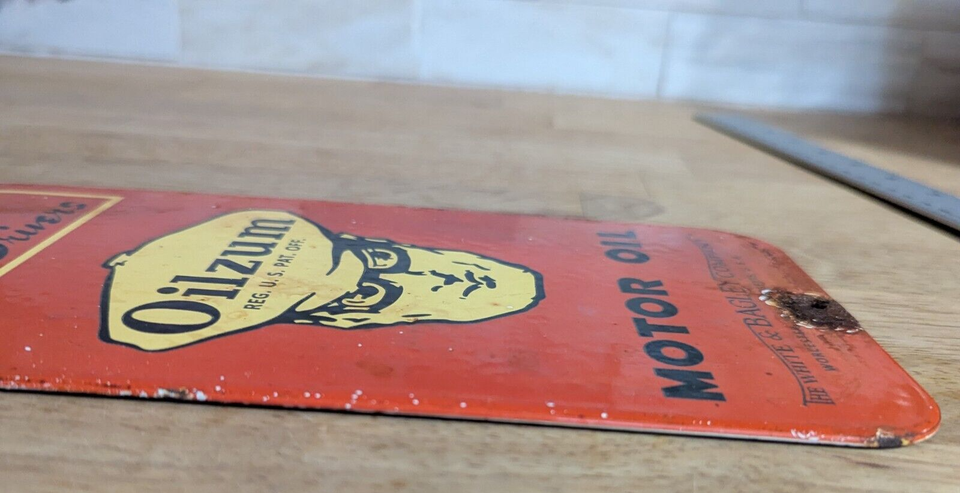 OILZUM Motor Oil Vintage Porcelain Sign White & Bagley Company ...