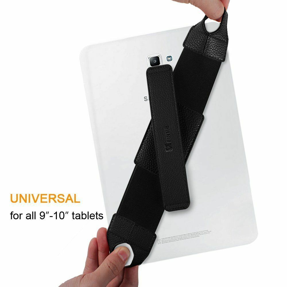 Universal Tablet Hand Strap Holder w Elastic Belt Swivel PU Leather ...