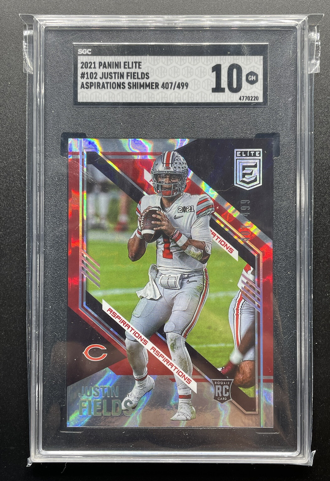 2021 Donruss Elite #102 Justin Fields Rookie Aspirations Shimmer RC ...