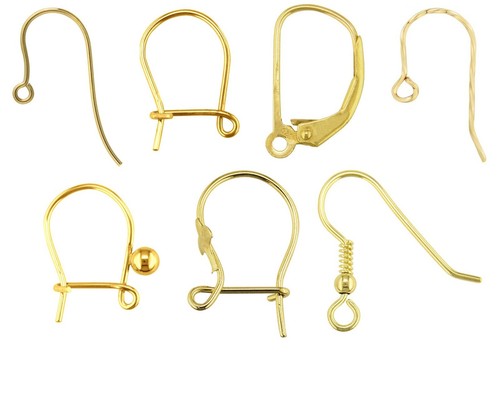 9ct Gold Earring Fittings ALL TYPES Hook Wire Safety Plain Fancy ...