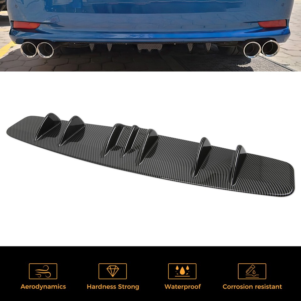Carbon 7 Fins Wing Rear Bumper Diffuser Splitter Spoiler Lip For ...