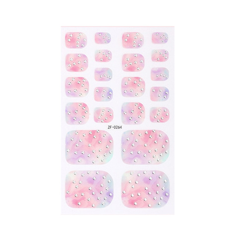Nail Art Marbling Glitter Marble Toe Nail Wraps Full Cover Polish Foot ...
