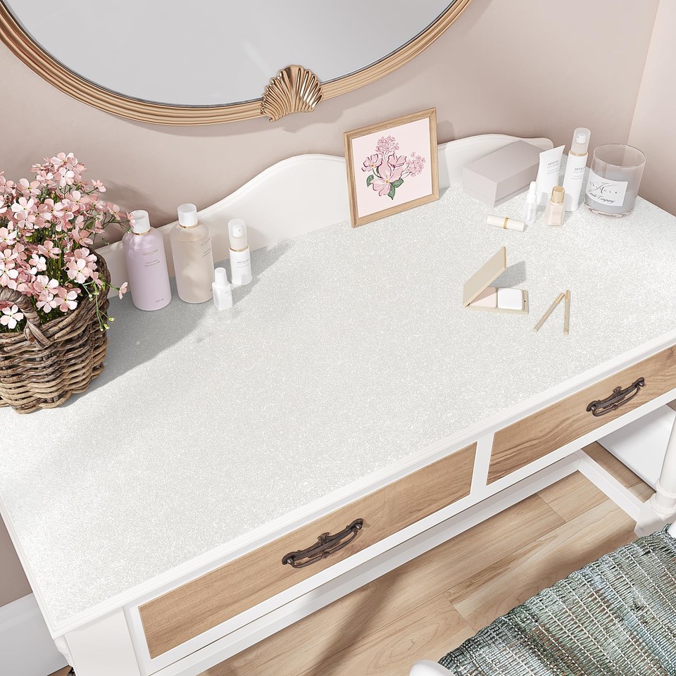 VEELIKE 15.7"x354" Thick White Glitter Peel & Stick Wallpaper Sparkle ...