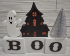 Ghost Boo Halloween Village Decor Wood Haunted House Tinsel Tree ...