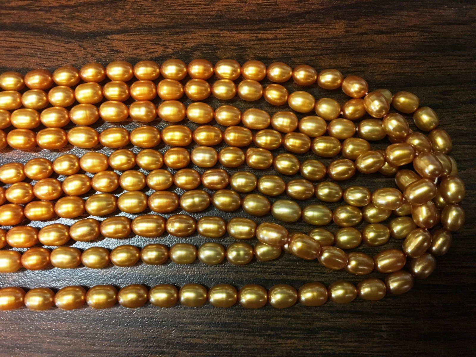 TWO (2) 16" Strands 5x7mm GOLD FRESHWATER PEARLS - RICE PEARLS | eBay