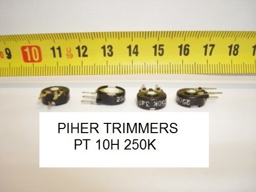 2 x POTENTIOMETERS - TRIMMERS. PIHER PCB PT10H 250 KOhm (10mm. diameter ...