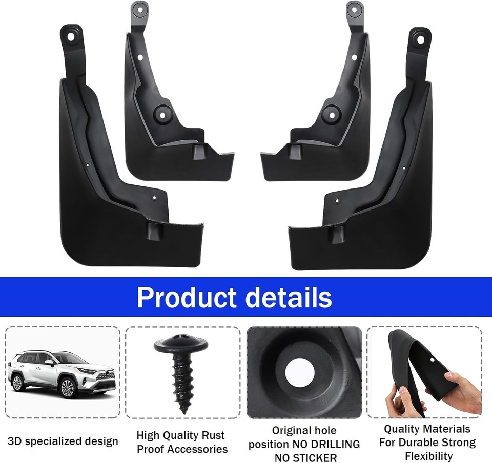 Peleus Upgraded Mud Flaps for Toyota RAV4 and RAV-4 Hybrid 2025-2019 ...