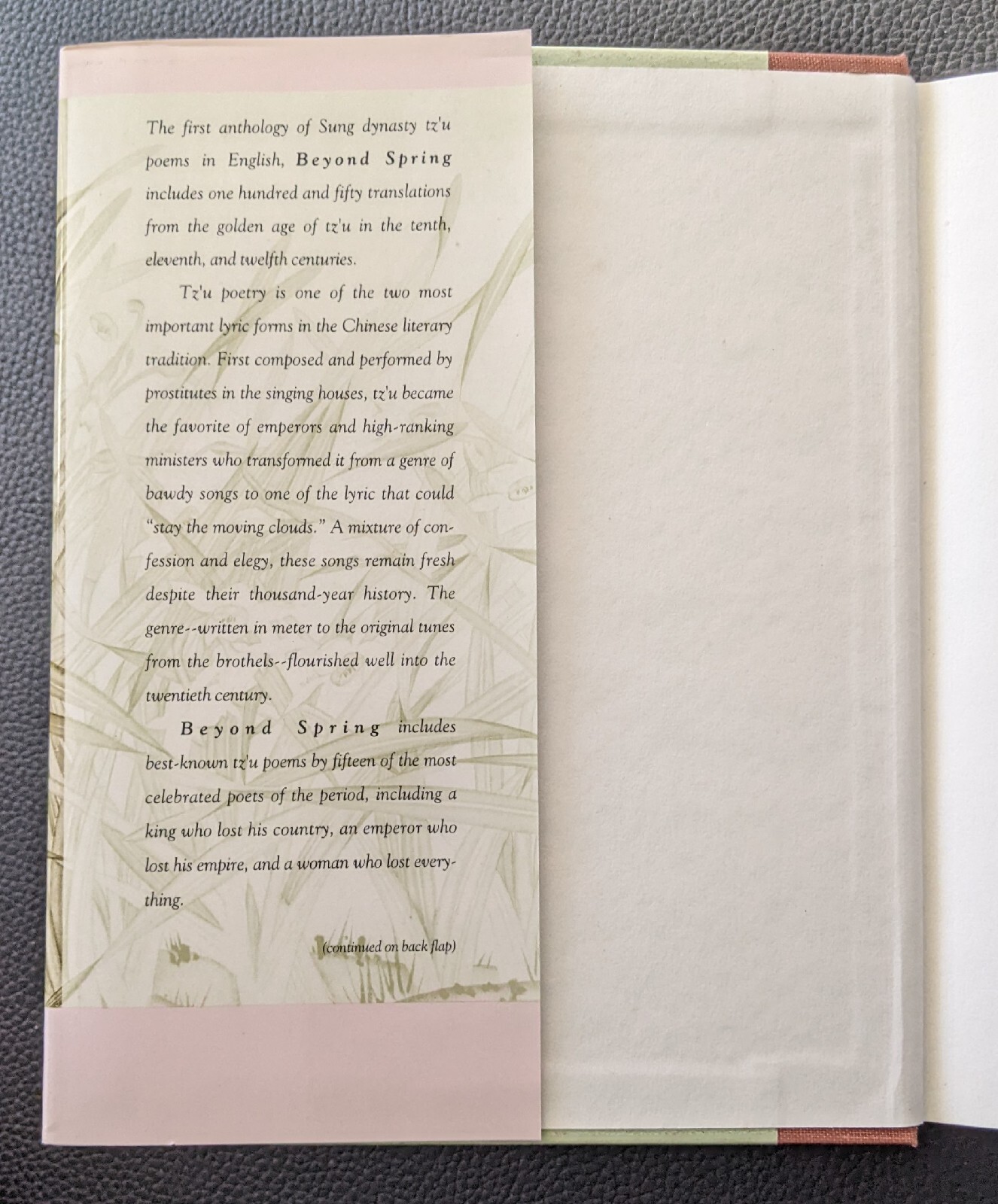 Beyond Spring: T'zu Poems of the Sung Dynasty by Julie Landau | eBay ...