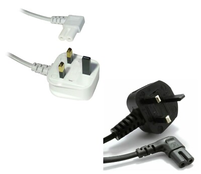 1m/2m/3m/5m Right Angle Figure 8 Fig of 8 Lead Cable C7 to UK Plug ...