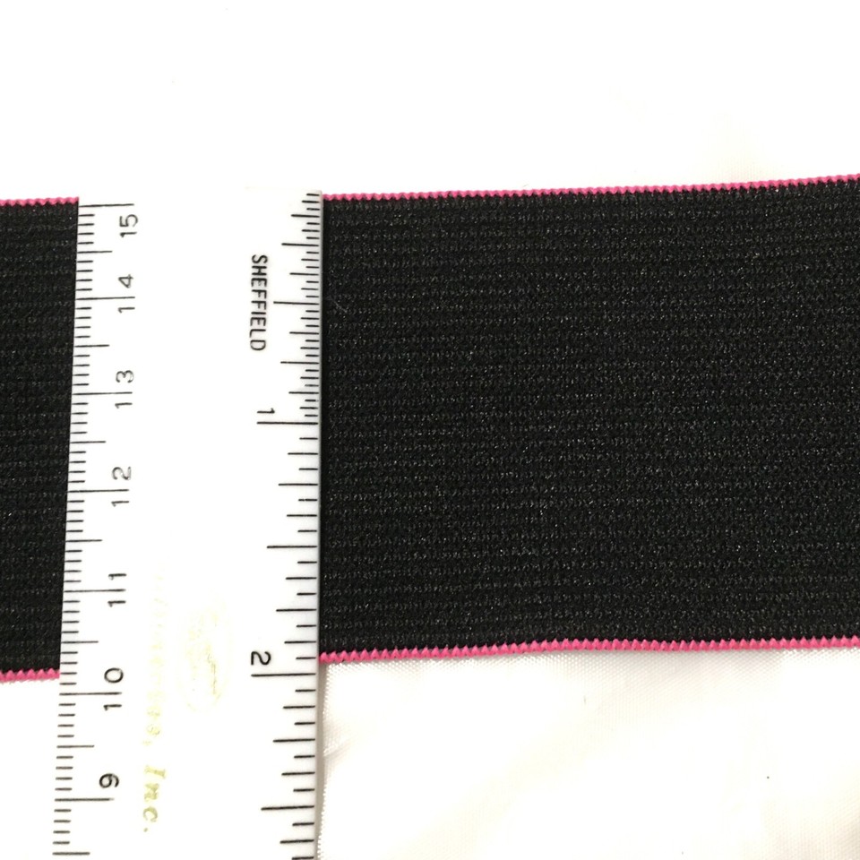 Waistband Elastic Wide Knitted Elastic 2" Black with Pink Edges 5 yards ...