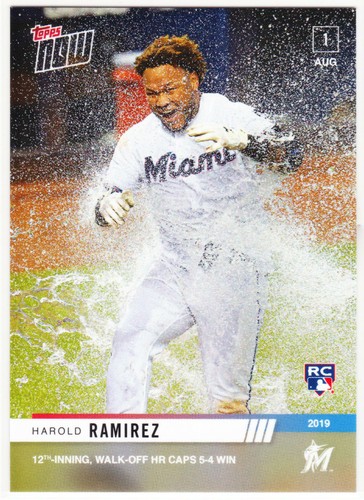 Harold Ramirez Marlins Rookie Walk-Off Twins 8/1/2019 Topps NOW 614 RC ...