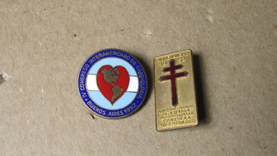 2 Vintage 1952 Medical Conference Congress Pins - Rio de Janeiro ...