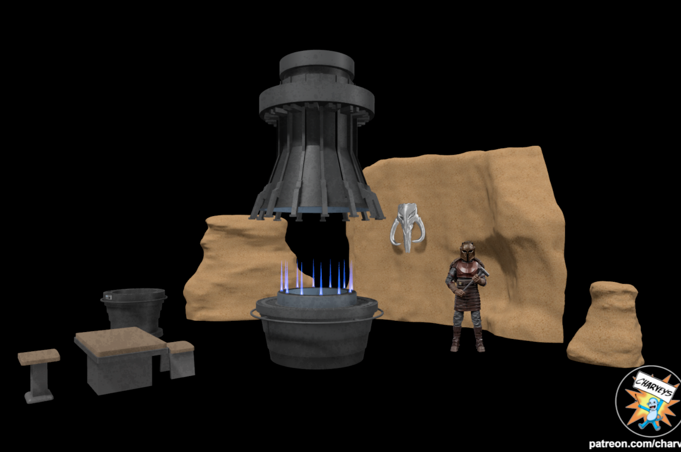 Mando Forge, the Cave Forge and Accessories for 3.75in (1:18) Figure ...