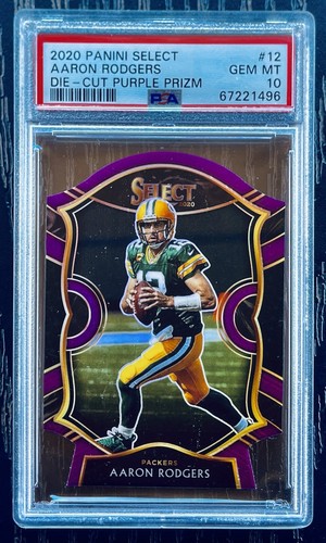 2020 AARON RODGERS PURPLE DIE CUT PRIZM PSA 10 GEM MINT PANINI SELECT ...