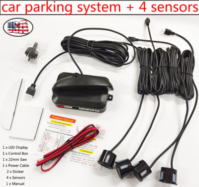 USA Car Auto 4 Parking Backup Sensors Kit LED Display Reverse Radar ...