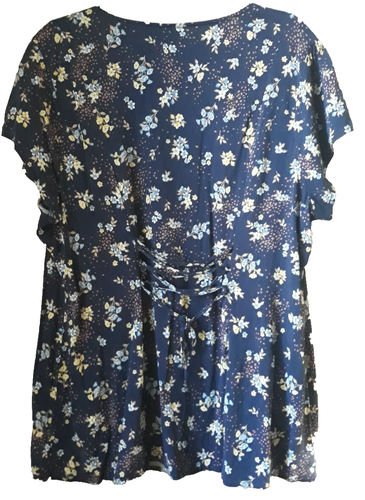 Torrid Top Plus Size 2 Blue Floral Pattern Flowy Short Flutter Sleeves ...