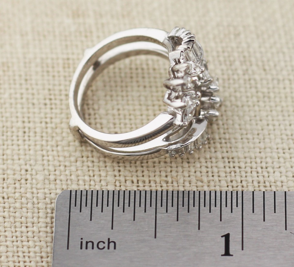 14k White Gold 1.40ct Baguette & Marquise Diamond Ring Guard Jacket ...