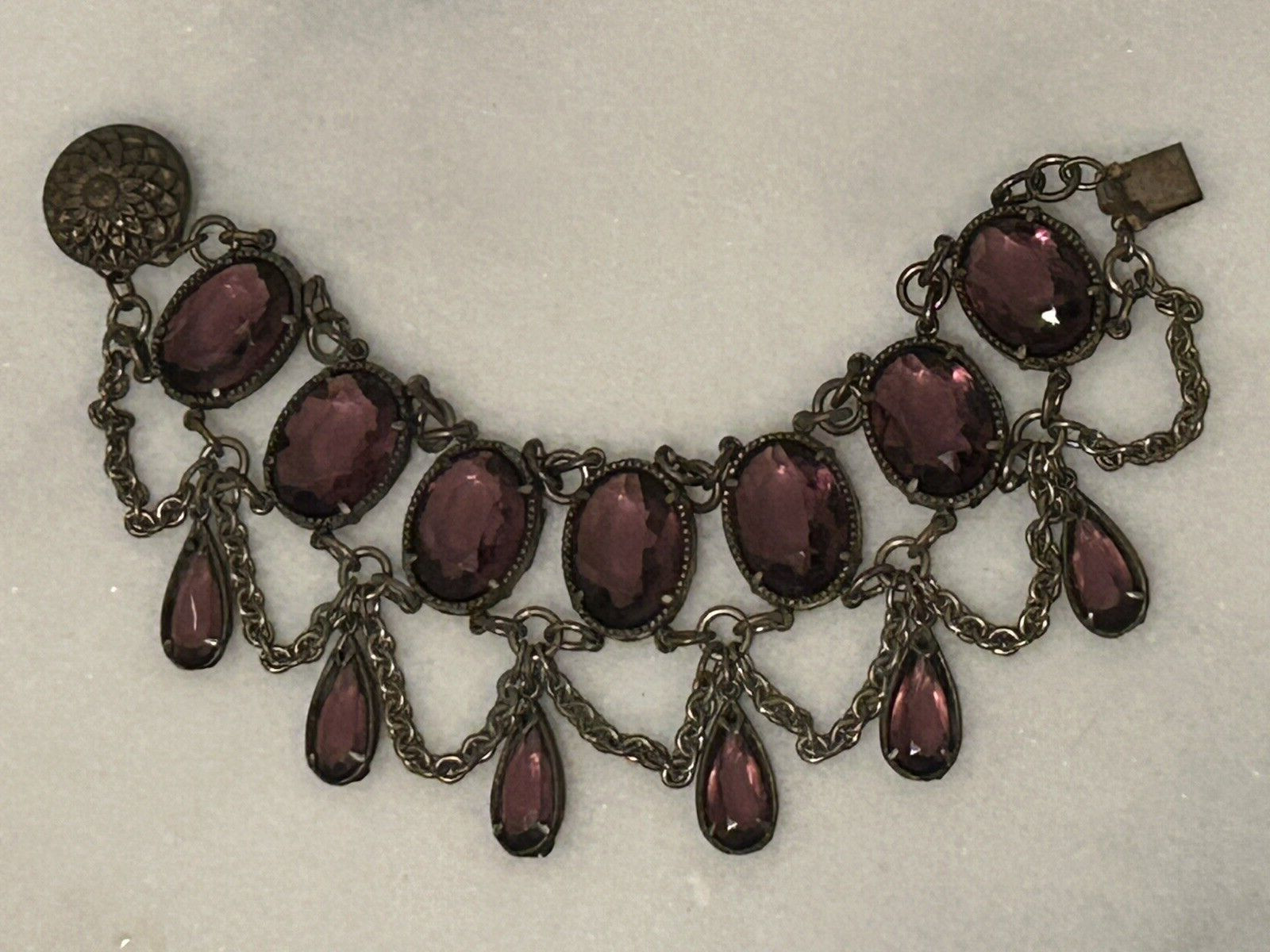 Antique Edwardian Victorian Paste Stone Amethyst Bras… - Gem
