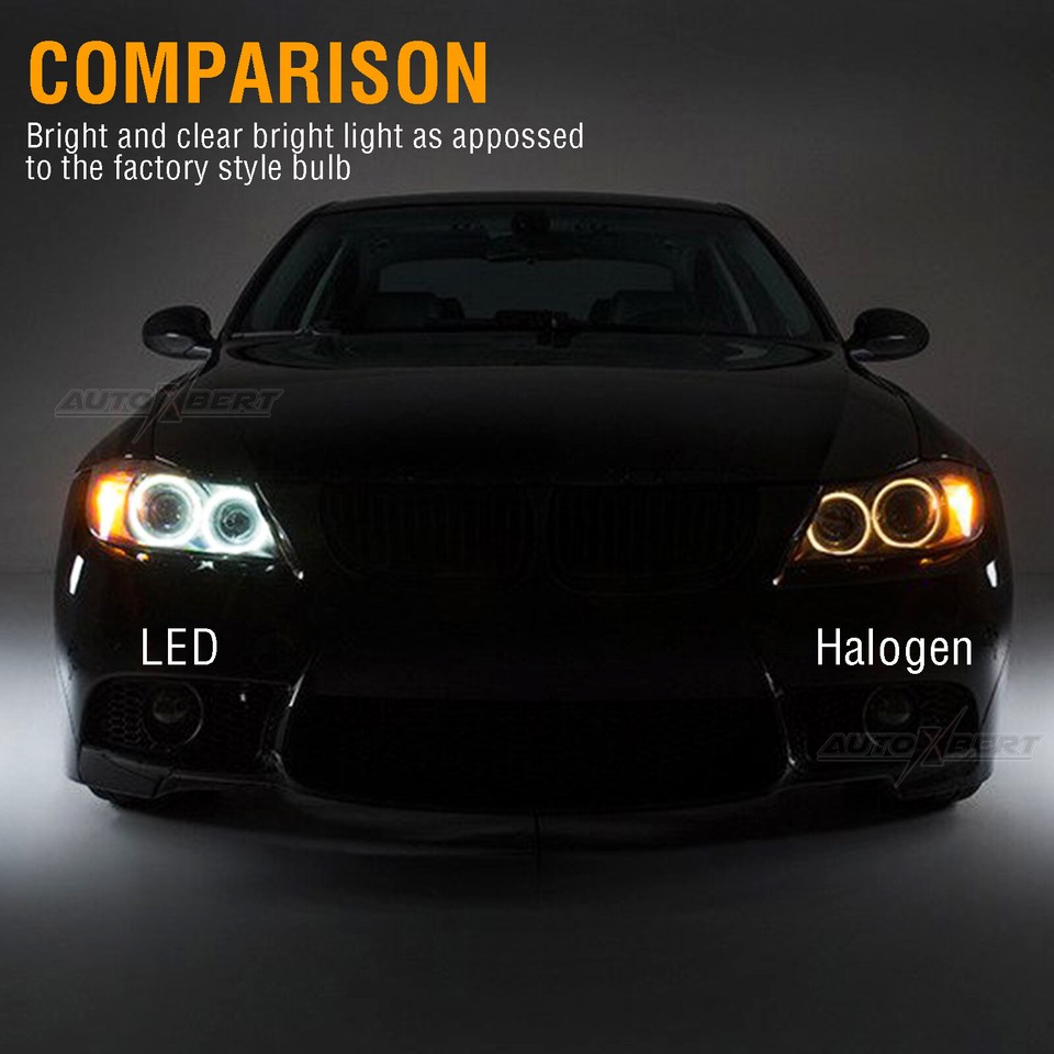 2x For BMW 3 Series E90 E91 LED Angel Eyes Light Halo Ring Headlight ...