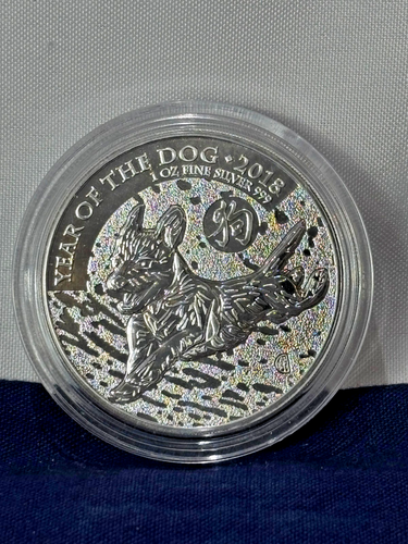 .999 Fine Silver Round 1 Oz 2018 One Dollar 2 Pound Year Of The Dog ...