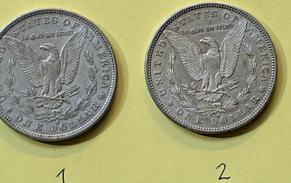 TWO 1879-S Morgan Silver Dollar - 90% US Coin - AU and MS ranges (2-79-S M4) | eBay