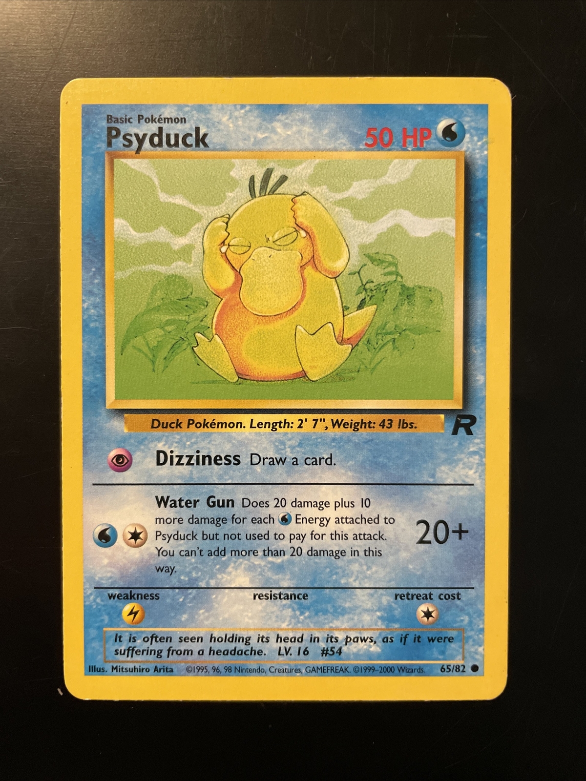 NM (Unlimited) Pokemon PSYDUCK Card TEAM ROCKET Set 65/82 Non-Holo ...