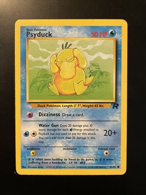 NM (Unlimited) Pokemon PSYDUCK Card TEAM ROCKET Set 65/82 Non-Holo ...