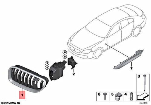 Genuine BMW F06N F12N F13N Front Radiator Kidney Grille Right OEM ...
