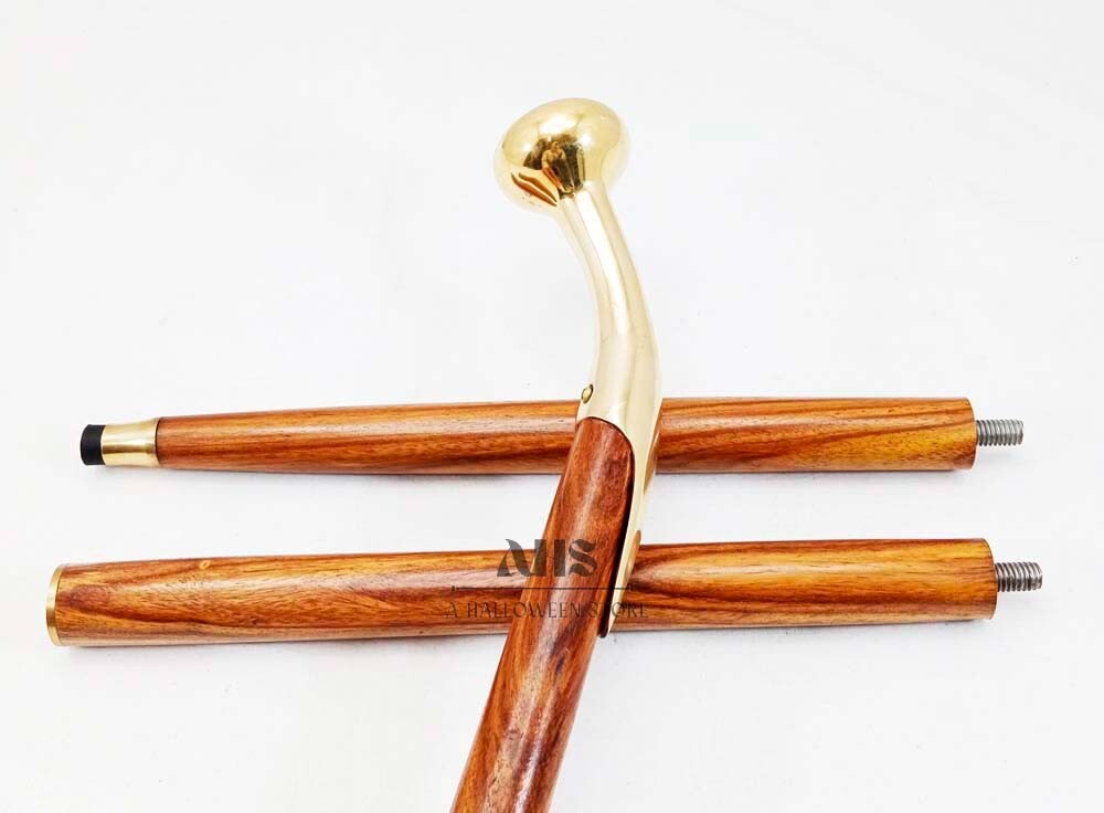 Handmade Horse Hames Brass Head Handle Wooden Walking… - Gem