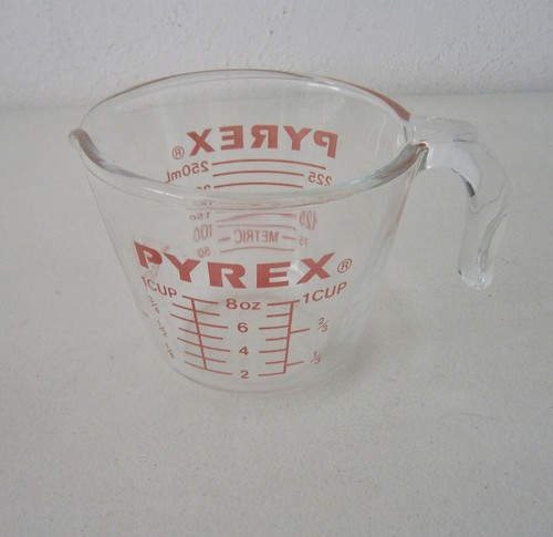 PYREX GLASS 1 CUP MEASURING CUP #508 MADE IN U.S.A. RED LETTERING | eBay