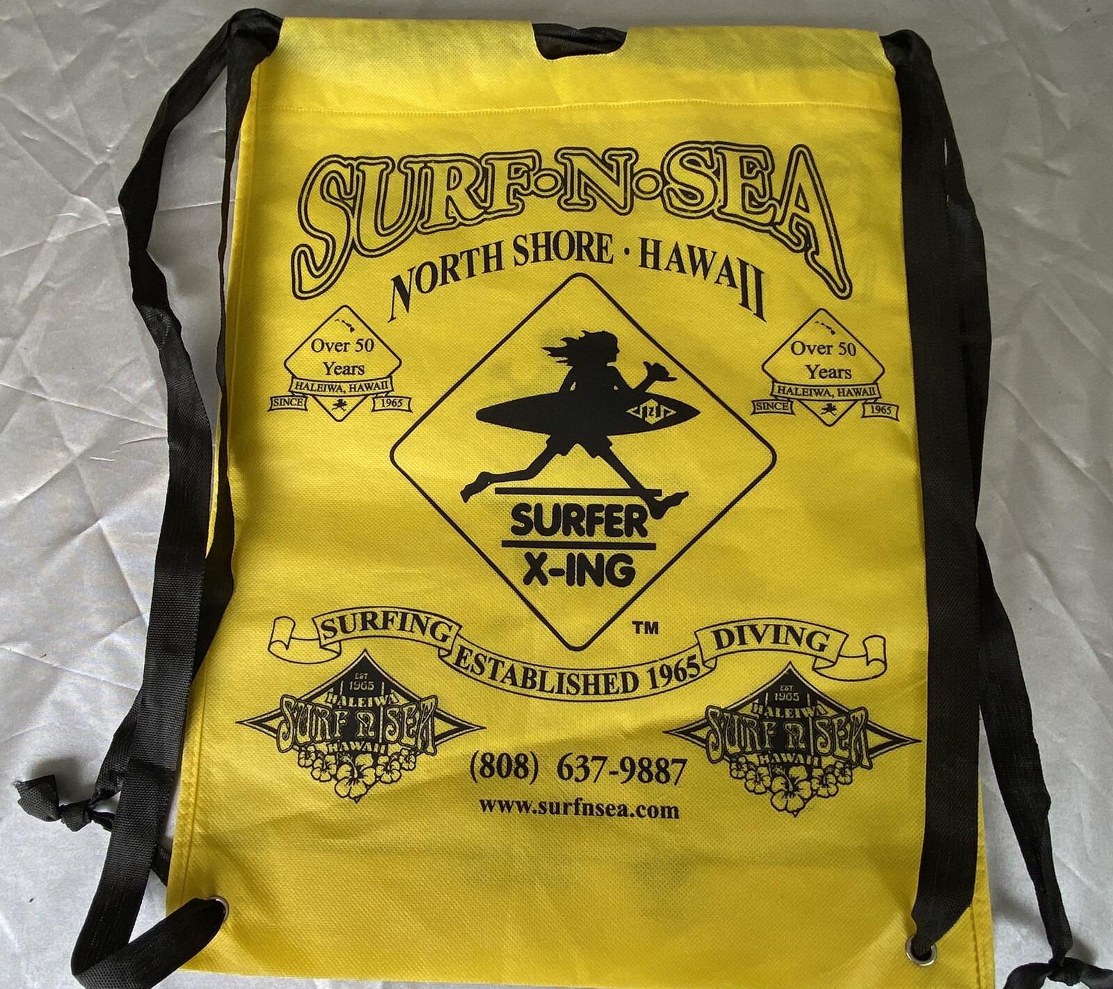 Surf-N-Sea North Shore Hawaii Haleiwa Surfer X-ing Drawstring Backpack ...