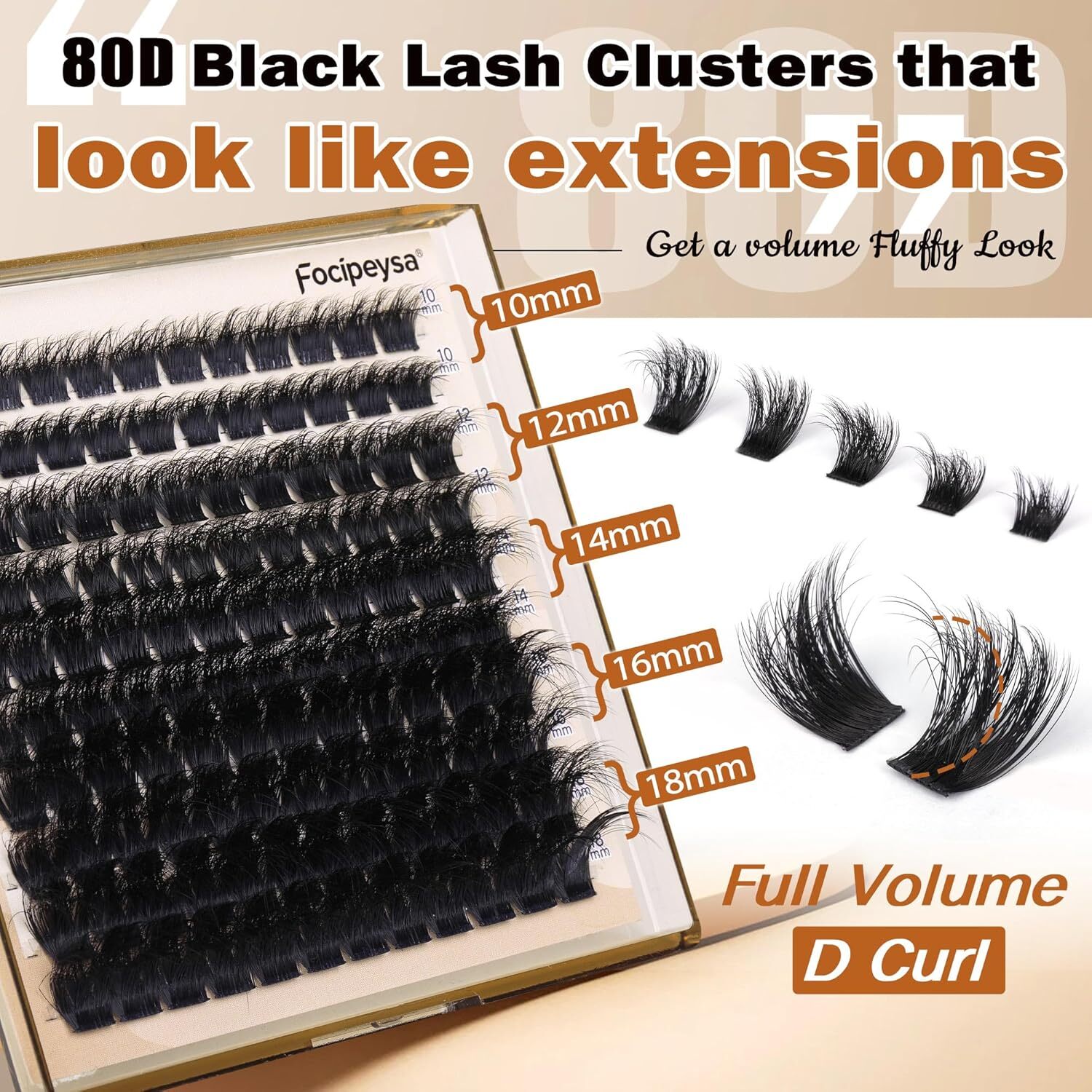 Eyelash Extension Kit Thick Lash Clusters 10-18mm Fluffy black | eBay