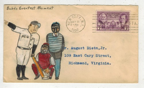 1936 RARE DIETZ HANDPAINTED BASEBALL BABE RUTH POINTING FINGER & TIPEX ...