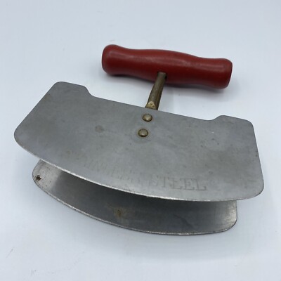 Vintage Chopper Red Wood Handled Double Blade Stainless Steel Dual ...