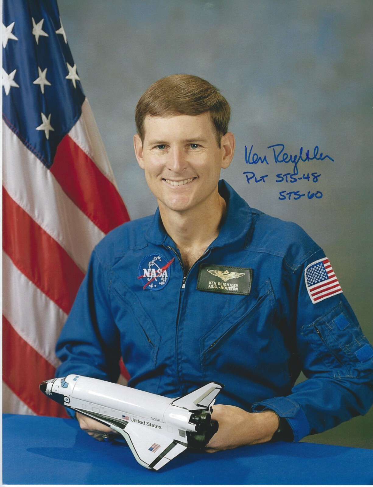 KEN REIGHTLER Astronaut NASA Signed 8.5 x 11 Photo U.S. NAVY Test Pilot ...