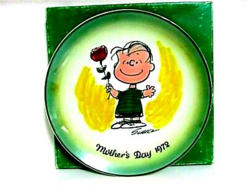 SNOOPY PEANUTS CHARLIE BROWN SCHMID VINTAGE PORCELAIN MOTHERS DAY PLATE ...