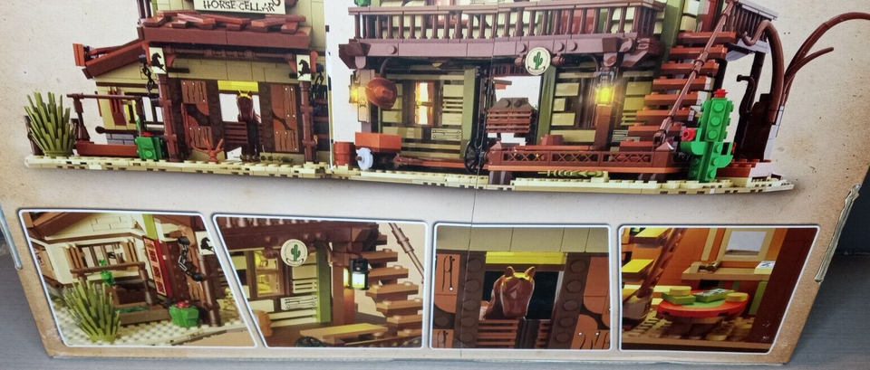 INSOON 2056 PCS Western Saloon Construction Mini Building Kit LED Light ...