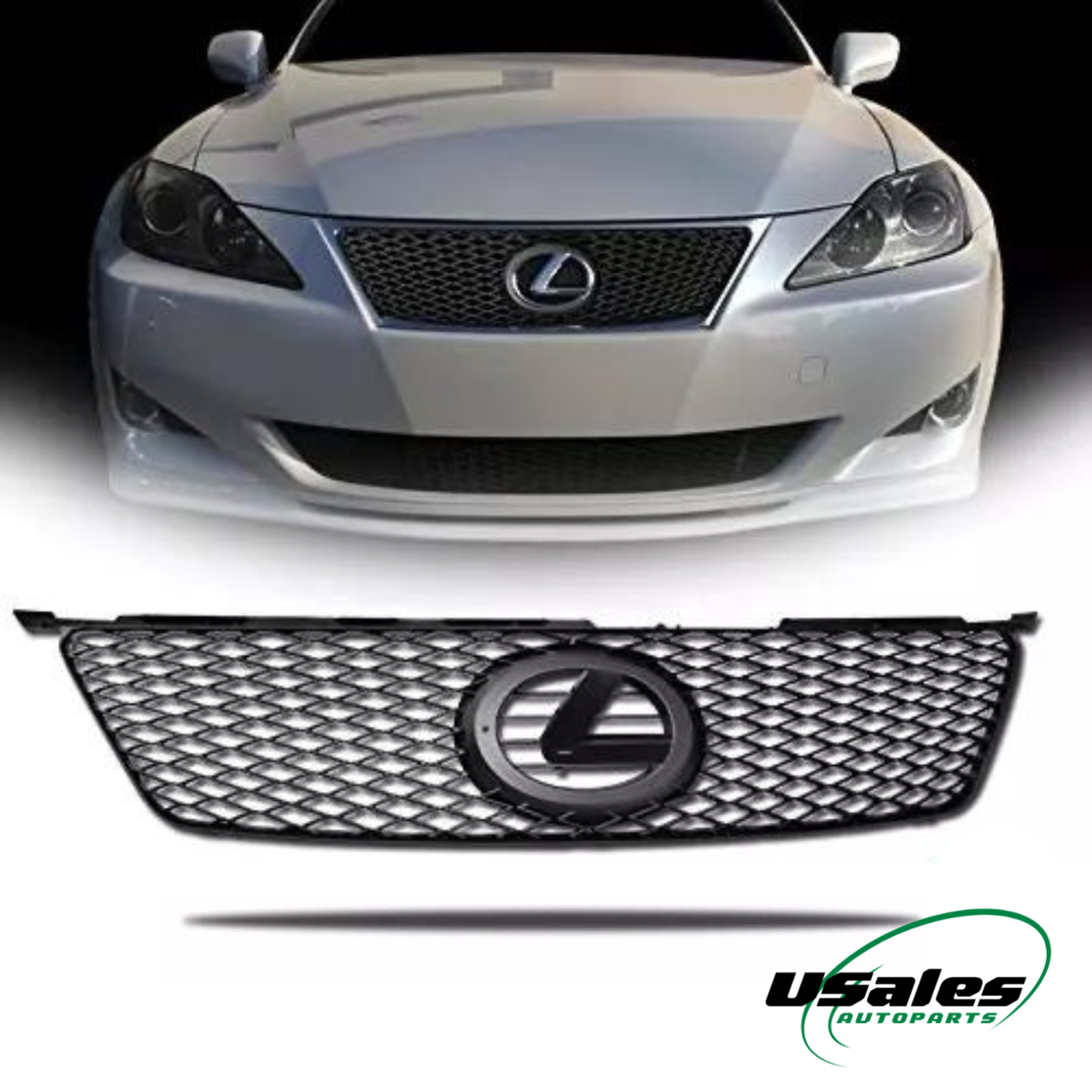 For 2006-2008 Lexus IS250 IS350 Front Bumper Grille+Logo Black Mesh JDM ...