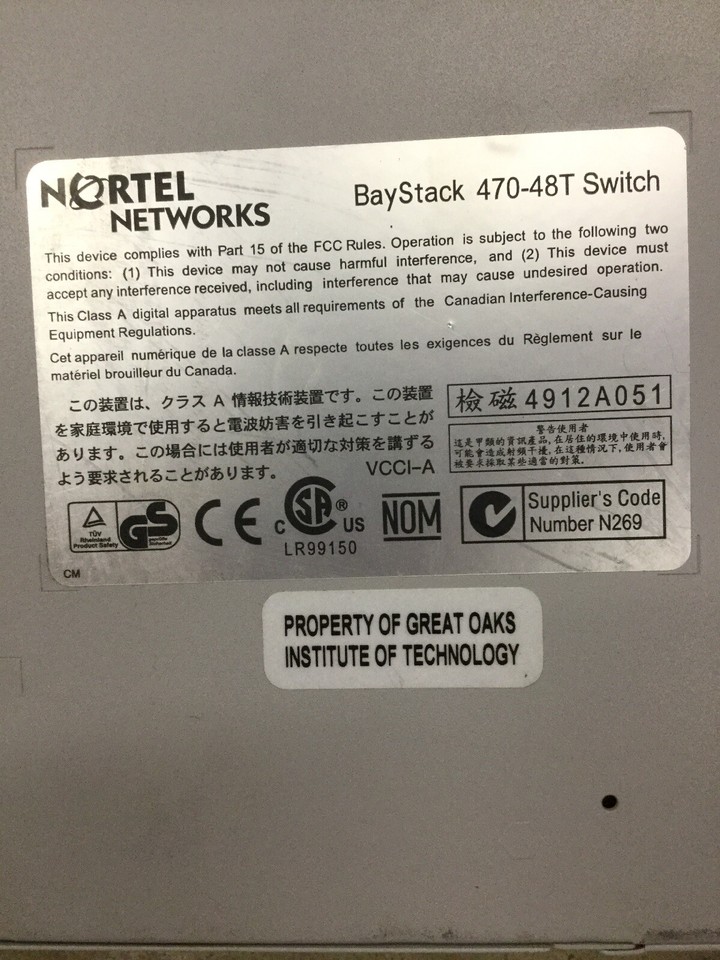 Nortel Networks BayStack 470-48T Switch (AL2012A34) 48-Ports [PD23-3 ...
