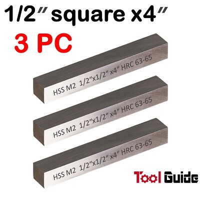 3PC HSS Tool Bits 13mm Approx.1/2" Square 4"Long M2 High Speed Steel ...