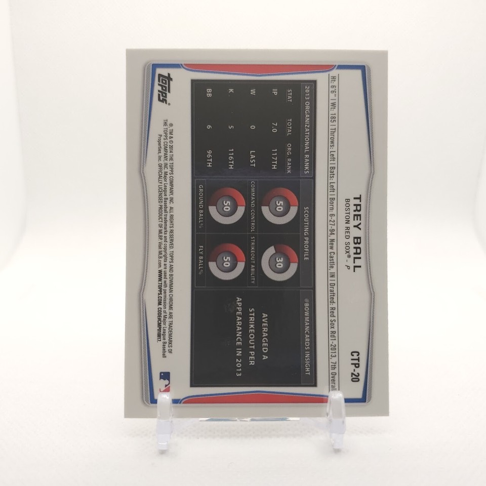 2014 Bowman Trey Ball Red Sox Platinum Refractor Card #CTP-20 | eBay