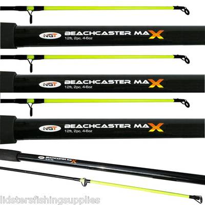 3 x BEACHCASTER MAX 12ft 2pc 4-6oz Beach Caster Max FISHING RODS Sea ...