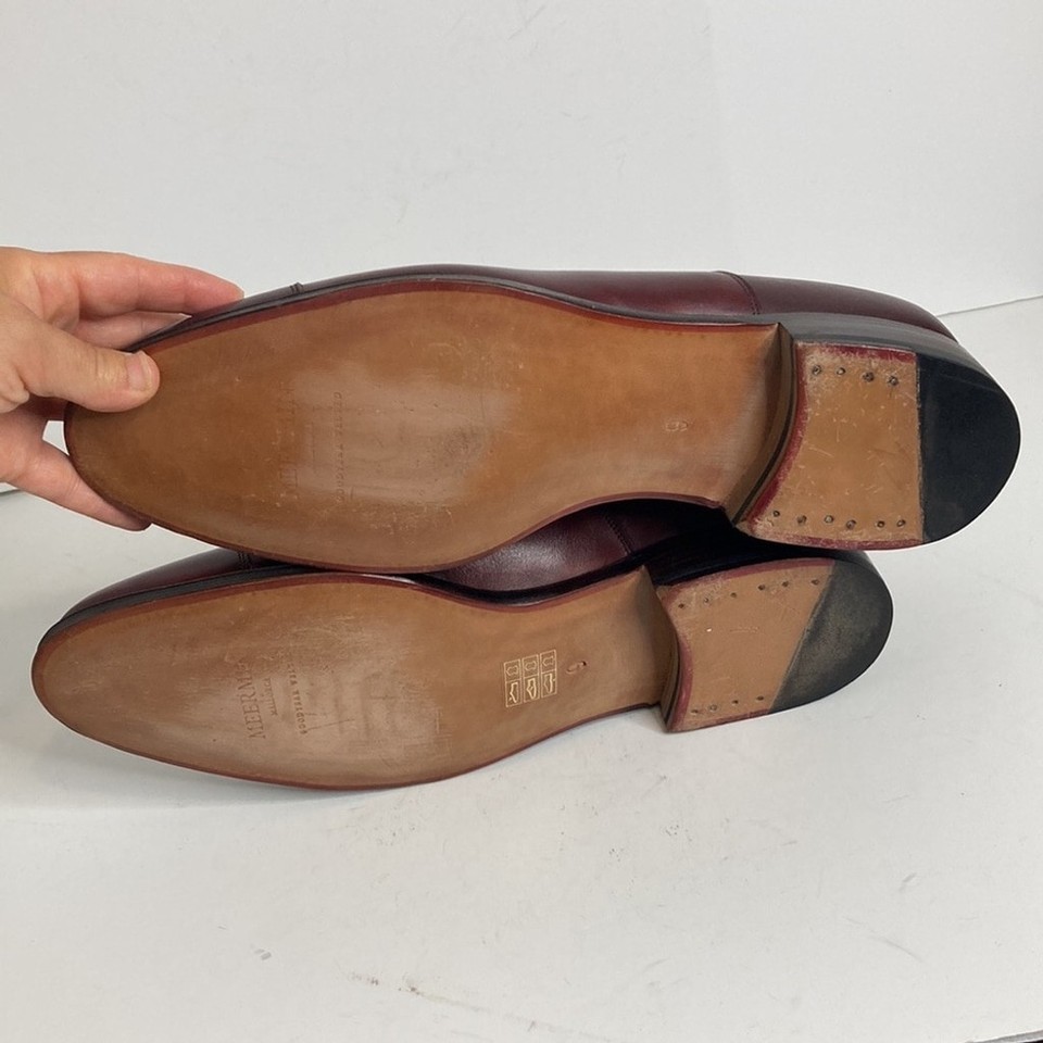 Meermin Shoes Mens UK 9 US 10 Burgundy Red Calf Leather Cap Toe Oxford ...