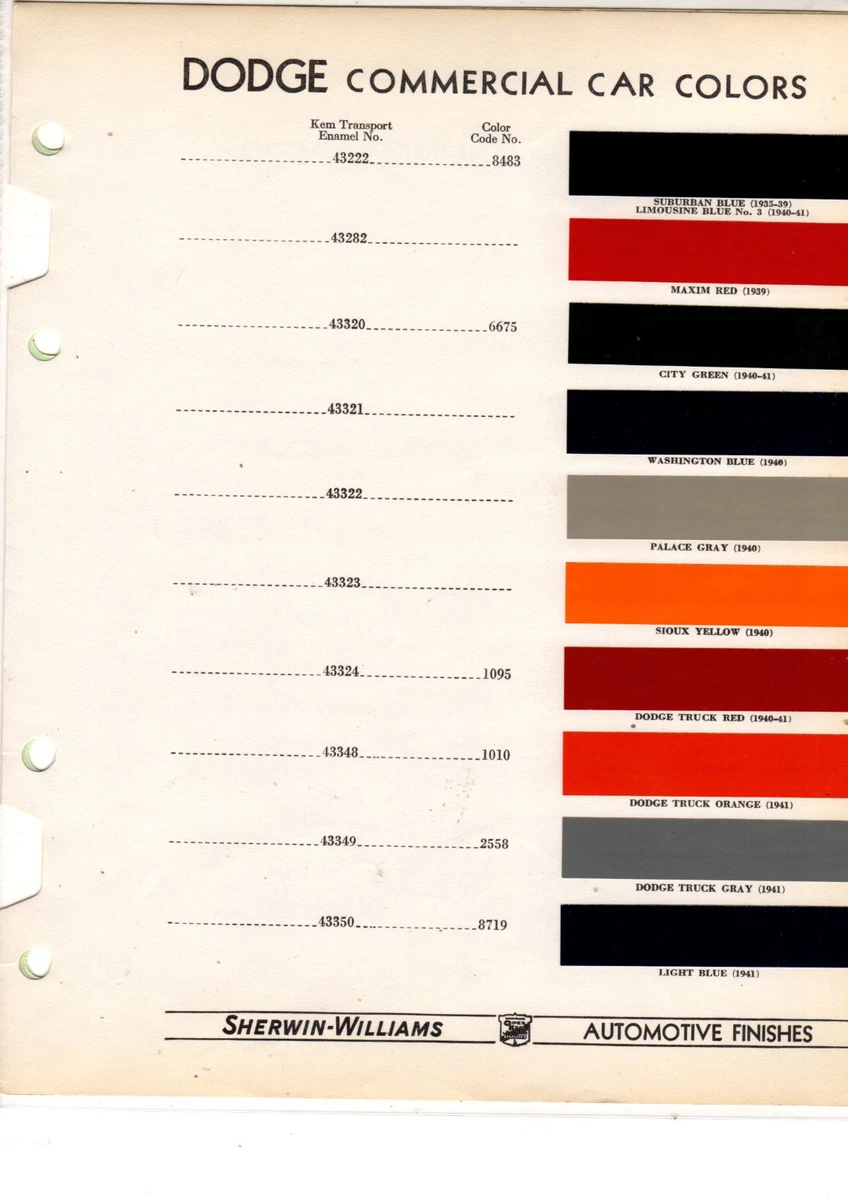 Dodge All Model Paint Codes And Color Chart, Chips Oem, 43% OFF