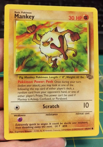 Mankey Pokemon Card 55/64 Basic Pokemon 30HP Great shape! Pik Monkey ...