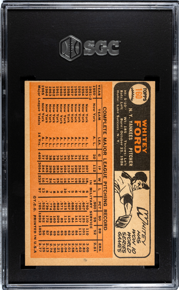 1966 Topps Whitey Ford #160 SGC 4 | eBay