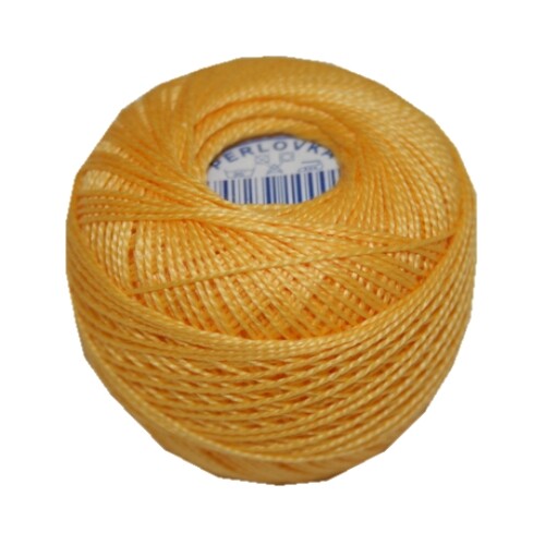 (0,05€/m) PERLOVKA Kreuzstichgarn Baumwolle Perlgarn 85m gelb mandarine ...