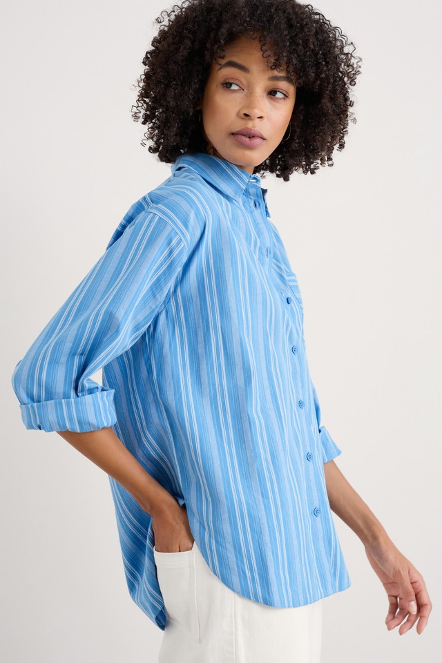 Seasalt Women's Shirt - blue Sea Path Oversized Poplin Shirt - Regular ...