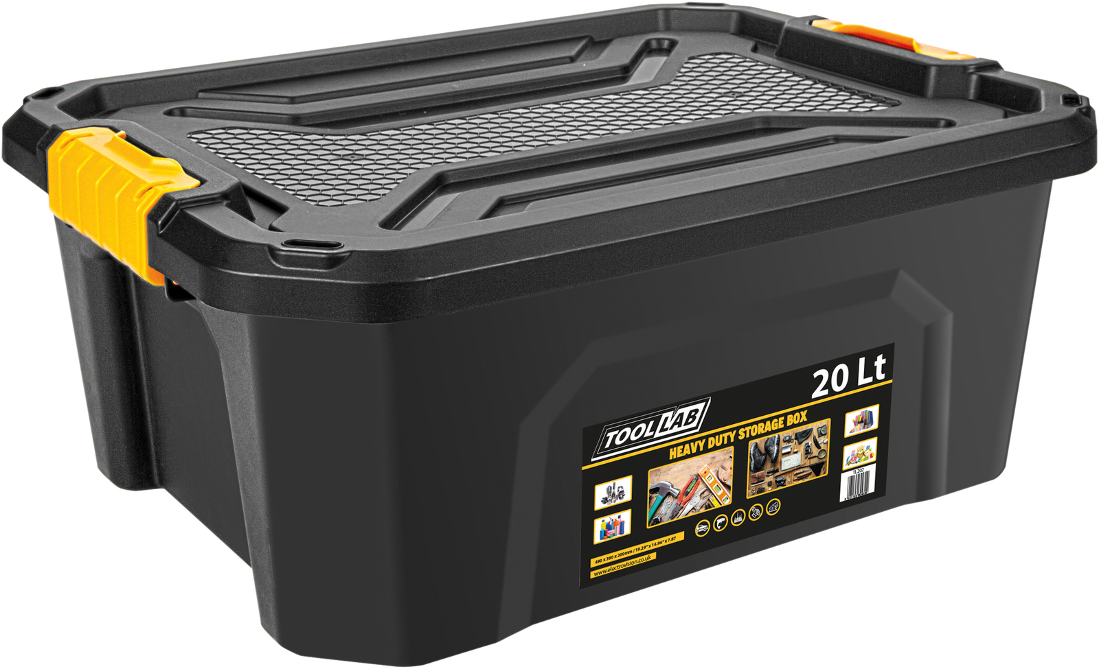Heavy Duty 20L Storage Box with Clip on Lid For Home, DIY, Tools, Toys ...